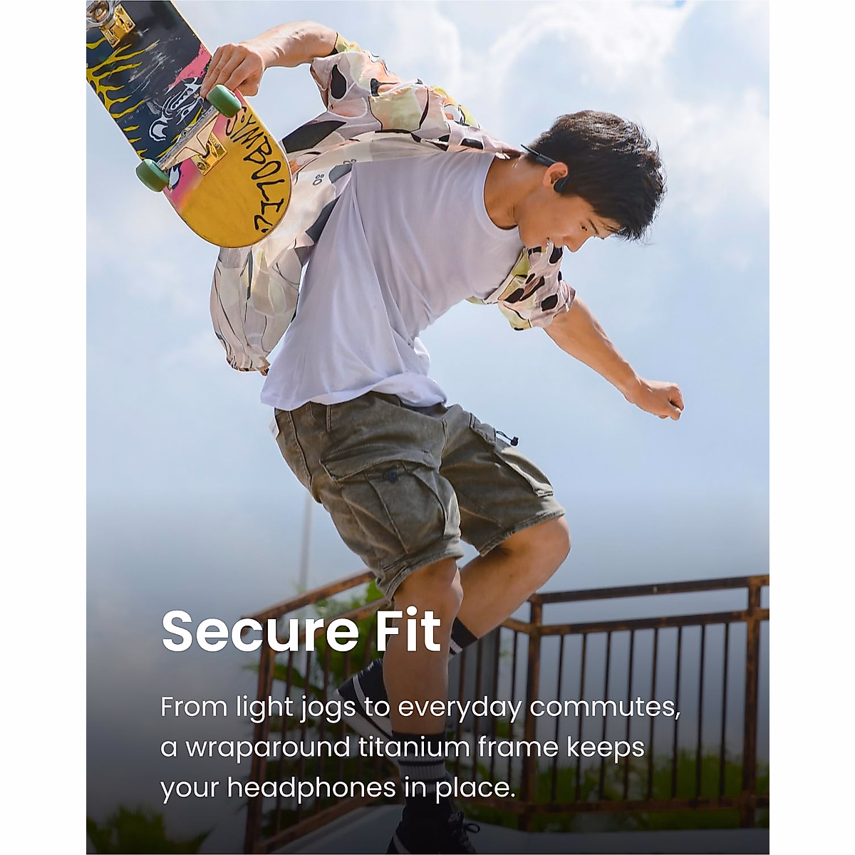 SHOKZ OpenMove - Open-Ear Bluetooth Sport Headphones - Bone Conduction Wireless Earphones - Sweatproof for Running and Workouts, with Sticker Pack (Grey) (Renewed)