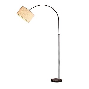 Floor Lamp LED Floor Lamp Modern Curved Floor Lamp Fabric Lampshade Marble Base Wrought Iron Floor Lamp Bedroom Living Room Study Standing Light (Color : White, Size : Push button switch)