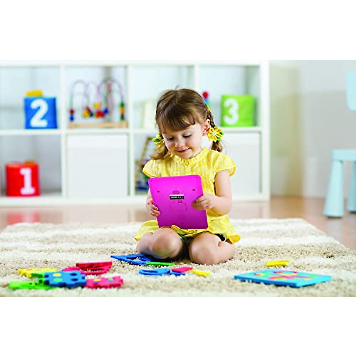 Lexibook Unicorn Educational Bilingual Interactive Learning Tablet, Toy to Learn Alphabet Letters Numbers Words Spelling and Music, English / Spanish Languages, Pink, JCPAD002UNIi2