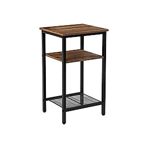 VASAGLE End Table, 3-Tier Nightstand, Side Table for Small Space in Living Room, Bedroom, Steel Frame, Easy Assembly, 1 Pack, Chestnut Brown