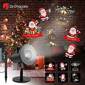 2022 Edition Dr. Prepare Christmas Projector Lights, Waterproof Outdoor Christmas Lights, Dynamic Christmas Decor for Holiday Party Lawn House Projection, with Ground Stake and Stand Base