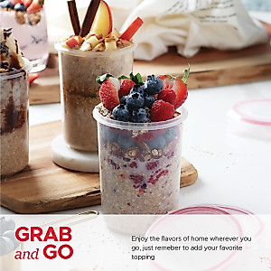 Overnight Oats Container with Lids (Set of 4) | Oatmeal Container To-Go | Overnight Oats Jars with Lid | Cereal and Milk Container On The Go | Oatmeal Storage Container | Leakproof lids, BPA Free
