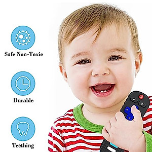 Silicone Baby Teething Toys,TV Remote Control Shape Teething Toys,Infant Sensory Toy for Babies 3 6 12 18 Months,BPA Free(Black)