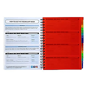 Pukka Pad B5 Vocabulary Book with 520 Word Capacity – Includes 20 Repositionable Alphabetised Dividers – Learn Synonyms, Antonyms, and Use in a Sentence – 100GSM