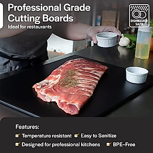 Thirteen Chefs Large Cutting Boards for Kitchen - 24" x 18" x .5" Professional HDPE Plastic Chopping Board for Carving, Dicing, Mashing and More - Commercial Grade & Dishwasher Safe, Black