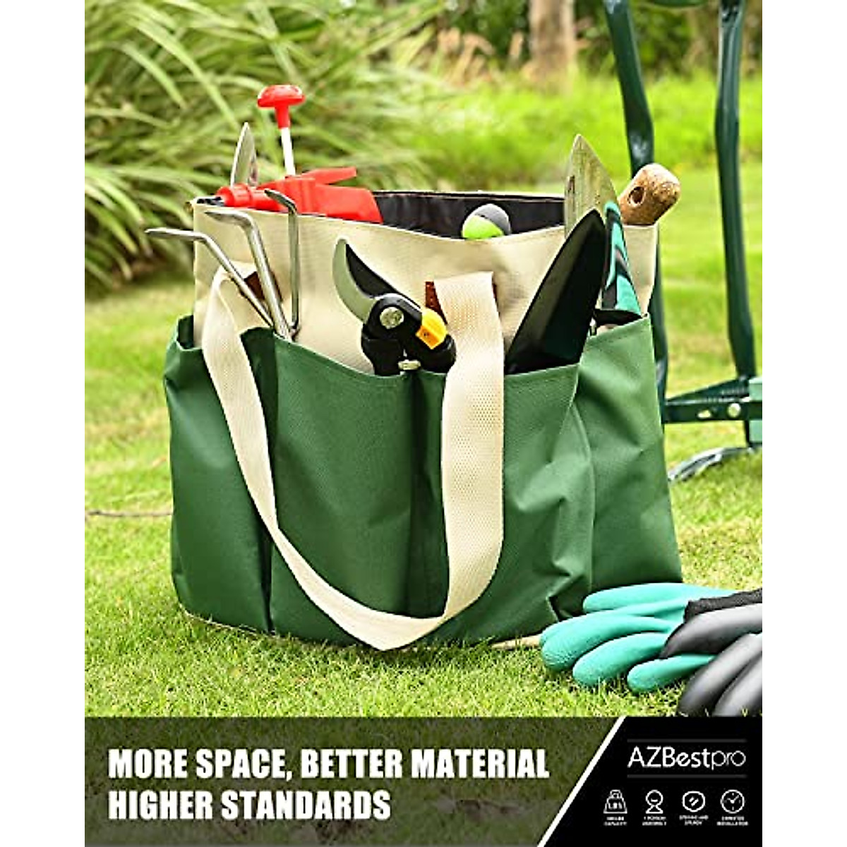 AZBESTPRO Garden Stool and Kneeler,Foldable Gardening Bench with Tool Bag Pouch EVA and Garden Gloves,Garden Kneeler and Seat Gardening Gift for Women Men