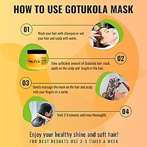 Gotukola Satin Strands Mask for Dry, Color Damaged Hair – Deep Conditioner Hair Treatment Softens Dry Hair, Repairs Damage, & Revitalizes Scalp – Gotu Kola Herb, Essential Oils, & Keratin Hair Mask
