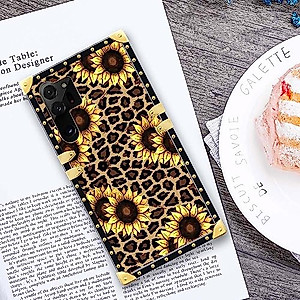 DAIZAG Case Compatible with Samsung Galaxy S23 Ultra Case,Leopard Sunflower Square Soft TPU Edges Case for Samsung Galaxy S23 Ultra,Metal Trim Corner S23 Ultra Case for Samsung Galaxy S23 Ultra 6.8-in