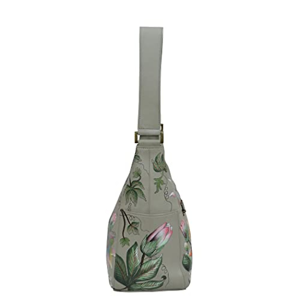 Anuschka Women's Hand Painted Genuine Vegetable Tanned Leather Hobo - Floral Passion