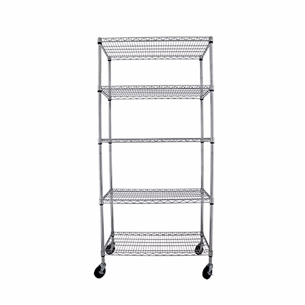 Crescent 4000 LBS 36L 18W 76H Chrome, 5 Tier Racks for Storage, Heavy Duty Wire Shelving Rack with 4" Casters