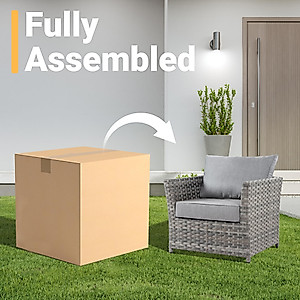 CAODOC 12 Pieces Outdoor Furniture Patio Sectional Sofa Couch Gray PE Wicker Conversation Sets with Ottomans Glass Coffee Table for Garden Poolside Backyard