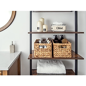StorageWorks Jumbo Rectangular Wicker Basket, Storage Basket with Built-in Handles