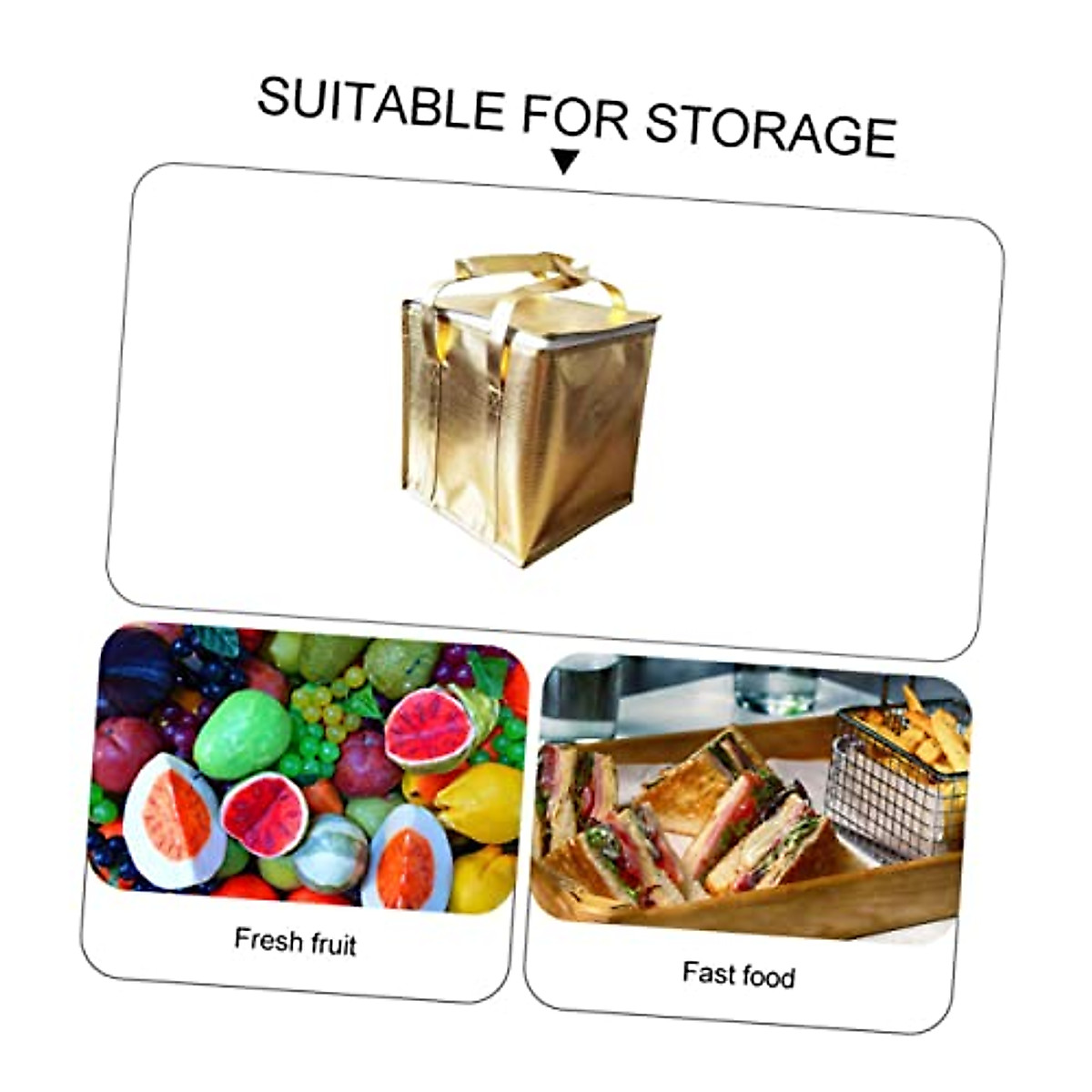 ULTECHNOVO Baking Tote Cake Delivery Bag Thermal Lunch Bag Thermal Bag for Food Delivery Drink Cooler Portable Gold Handbag Portable Cooler Bag Fresh-keeping Food Tote Zipper Design Food Bag