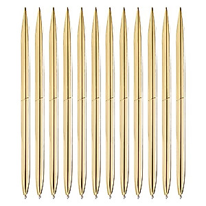 Juvale 12 Pack Gold Ballpoint Pens for Business Students and Teachers, Office Supplies, New Employee Welcome Gift (6.4 In)