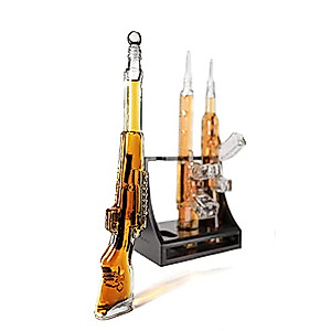 3 Gun Whiskey Decanters Set AR15, AK47, & Rifle Gun Decanter Set 1000ml by The Wine Savant - Veteran Gifts, Home Bar, Gun Lover Gifts, Tik Tok Gun Decanter, Military Gifts