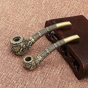 ULTNICE 1Pc Retro Tobacco Pipe Decors Carved Tobacco Pipe Ornaments Brass Crafts Tobacco Pipe Adornment (Large), 9.4x2.5cm(XC2HU15S554TGQ324INROFNFM)