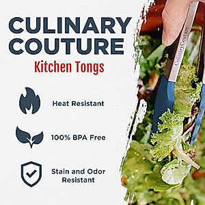 Silicone Kitchen Tongs with Silicone Tips, Set of 3 Heat Resistant Tongs for Serving Food, 7-Inch, 9-Inch, 12-Inch Locking Silicone Tongs for Cooking Tongs, Salad Tongs, Blue Kitchen Utensils