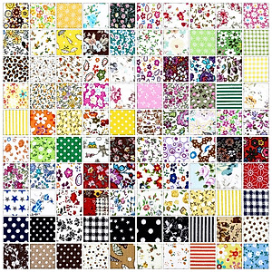 Kingdder 200 Pcs 10 x 10 Inch Cotton Fabric Squares for sewing Craft Fat Quarters Bundle Squares Patchwork Fabric for DIY Crafts Scrapbooking Cloths Handmade Accessory (Cartoon)