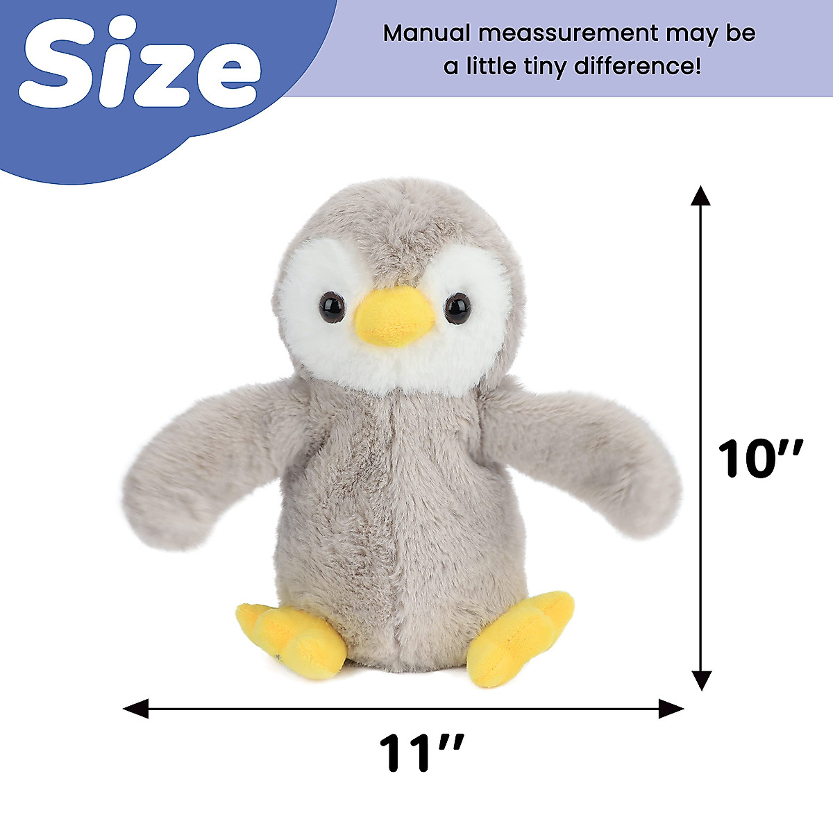 Hopearl Clappy Penguin Interactive Musical Stuffed Animal Singing Plush Toy Adorable Electric Animate Birthday Festival for Kids, Gray, 10''