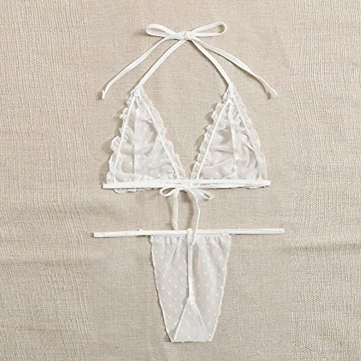 Sexy Pajamas For Women, Lingerie One Piece Robe Lengerie Teddy Women's Lingerie Multicolored Sequin Tulle Three Point Tie Pajamas Two Piece Underwear Set Plus Size Women's Black (L, 1-White)