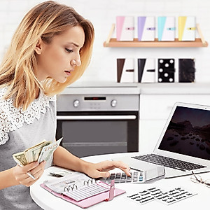 Onlyesh Budget Binder with Zipper Envelopes,Cash Envelopes for Budgeting,Money Organizer for Cash,Budget Binder with Cash Envelopes,28Pcs(Pink)