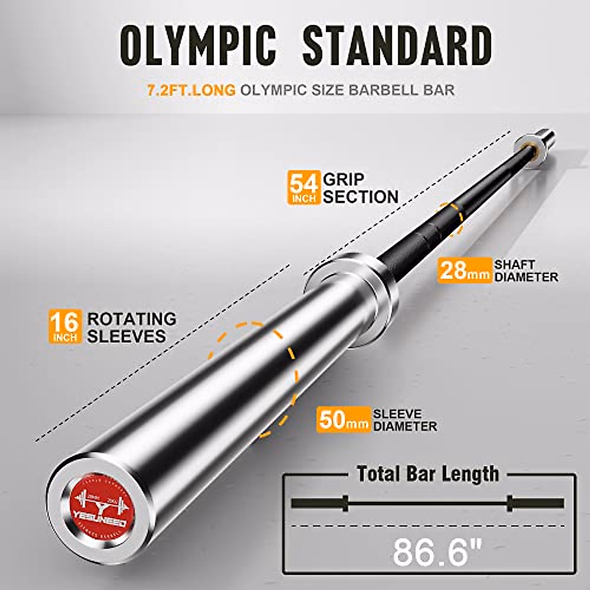 Olympic Barbell Bar 7ft-44LB 1000LB/1500LB/700LB Capacity Olympic Bearing Barbell (700LB-Black)