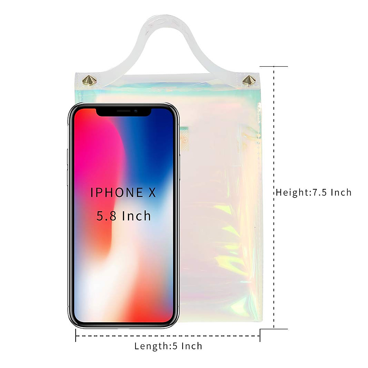 INICAT Clear Small Crossbody Bags Stadium Approved Cell Phone Jelly Purse Shoulder Bag For Women(Colorful-Vertical2)