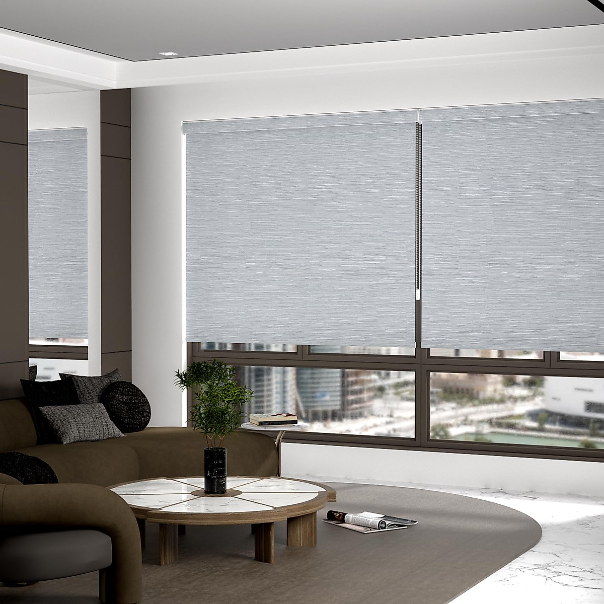 MYshade Custom Roller Window Shades Blackout, Roller Shades for Windows Corded, Sun Blocking Privacy Protection Fabric Roller Blinds for Home or Office Easy to Install