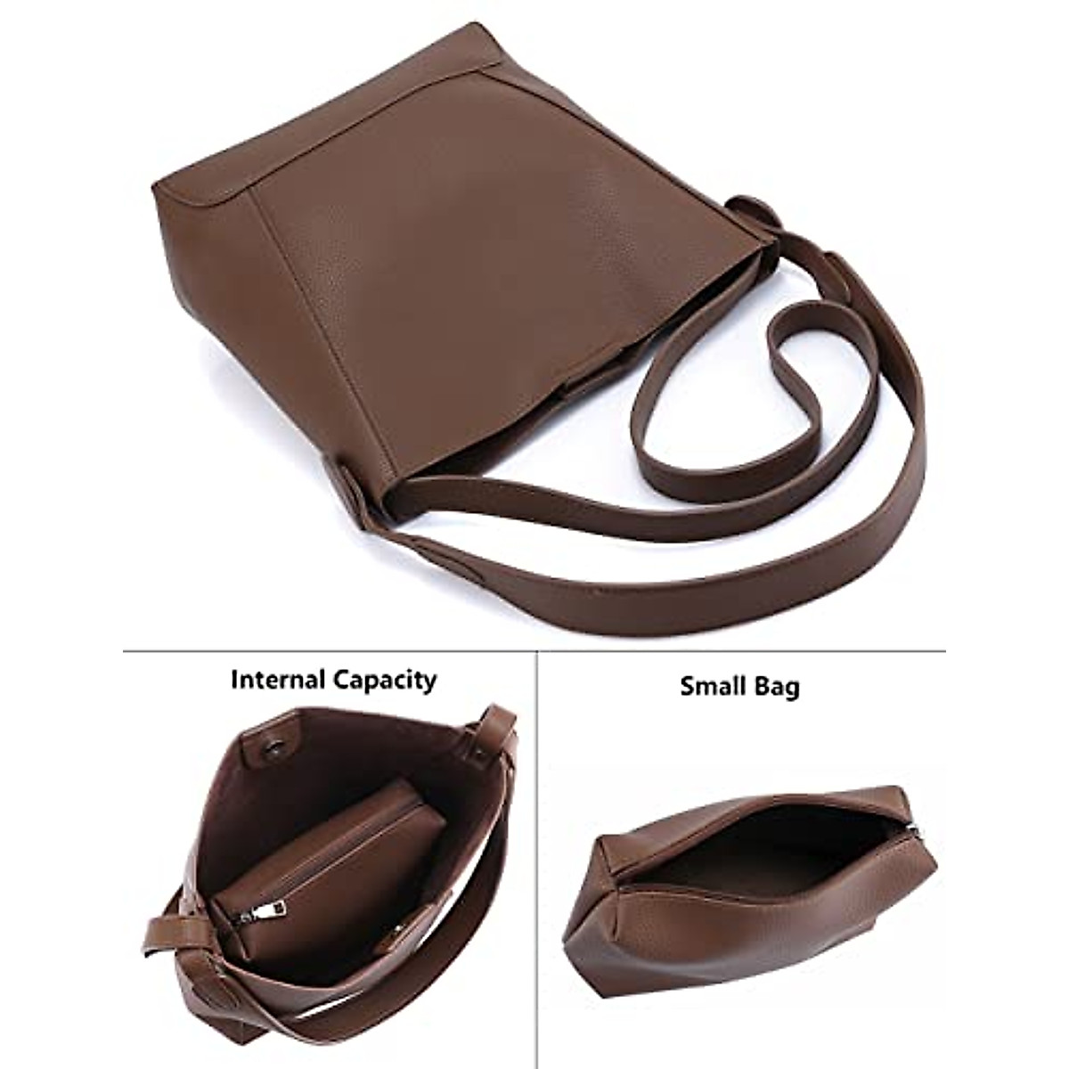 Hobo Purses and Handbags for Women Faux Leather Top Handle Shoulder Crossbody Bag Simplicity Fashion (Brown)