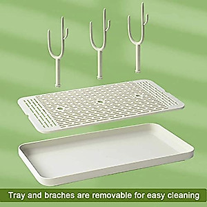 Baby Bottle Drying Rack with Tray Bottle Dryer Holder for Nipples, Cups, Pump Parts, Glass and Accessories (Green)