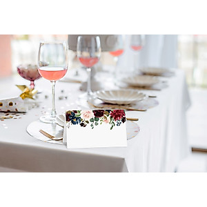 Place Cards for Floral Party, Editable Name Place Cards, Seating Place Cards for Tables, Tent Style Cards for Wedding, Valentine's Day, Bride & Baby Shower, Easy Folding, Pack of 25 Escort Cards(B12)