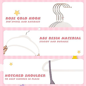 ManGotree Baby Velvet Hangers with 360° Swivel Rose Gold Hook, 10.95" Non-Slip Toddler Hangers, Ultra Thin Space Saving Children's Clothes Hanger, 15 Pack (White)