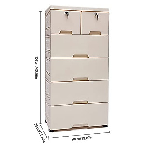 ZHFEISY Drawer Cabinet Plastic 6 Drawers Dresser Closet Organizer with Wheels Rolling Storage Dresser Cabinet 66lbs Load-Bearing Capacity for Clothes Playroom Bedroom
