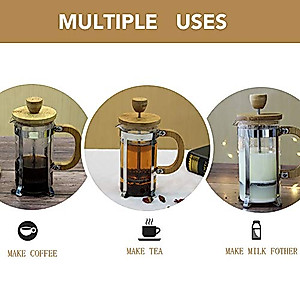 Sivaphe 12 oz French Press Coffee/Tea Maker Single Cup Espresso Press Stainless Steel Filter 0.35L High Borosilicate Carafe Durable Bamboo Handle Small Coffee Maker