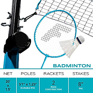 Franklin Sports Bluetooth Badminton - Complete Badminton Set - Bluetooth Speaker - Carry Bag - Includes 4 Badminton Rackets, 2 Birdies, Removable Bluetooth Speaker