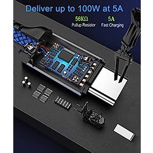 Basesailor USB C to USB C 100W Cable 10FT with USB Adapter,Nylon Fast Charging PD Charger Cord for MacBook Pro Mac,iPad 10 Air 5 4 Mini 6,Google Pixel,Steam Deck,Samsung Galaxy Note 20,S23 S20 S21 S22