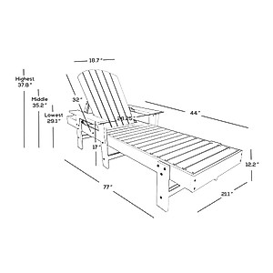 WestinTrends Dylan 3 Piece Adirondack Poly Reclining Chaise Lounge with Arms