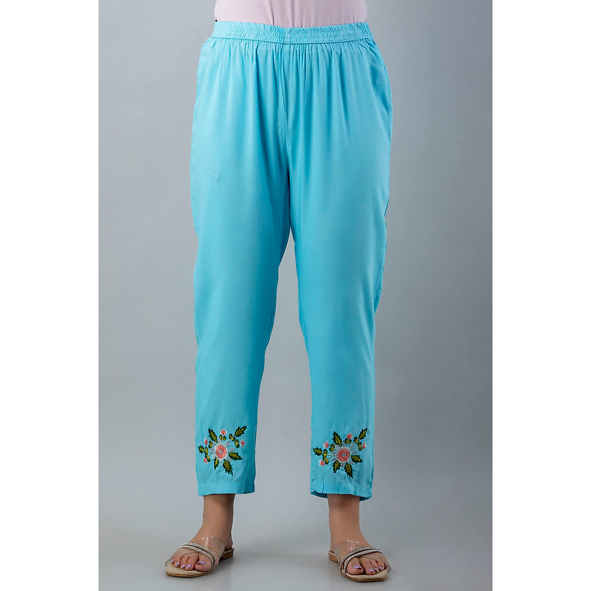 JG Women's Ethnic Wear Collection Rayon Straight Embridered Kurti & Pant Set With Dupatta Readymade Salwar Suit For Women Casual Wear(Blue-XX-Large Size)