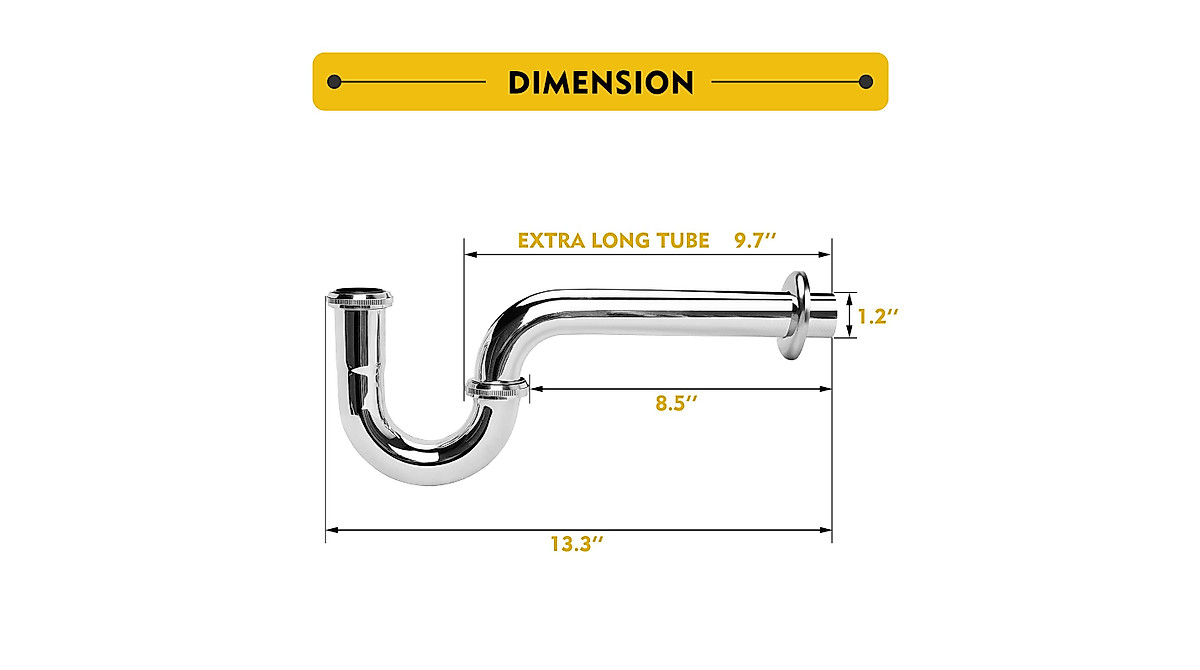 JEAPHA Stainless Steel P-Trap 1 1/4 Inch Chrome Bathroom Sink Trap