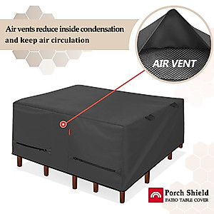 Porch Shield Patio Table Cover - Waterproof Outdoor Dining Table and Chairs Furniture Set Cover Square - 84 x 84 inch, Black