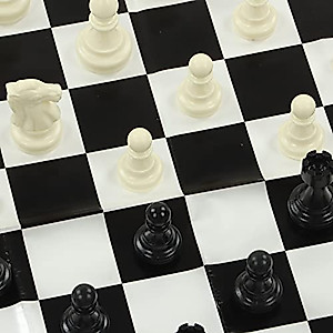 Zerone Portable Chess Set,International Plastic Chess Set with 25CM Plastic Film Chessboard and Storage Bag PS International Chess for Adults Kids (Black and White)