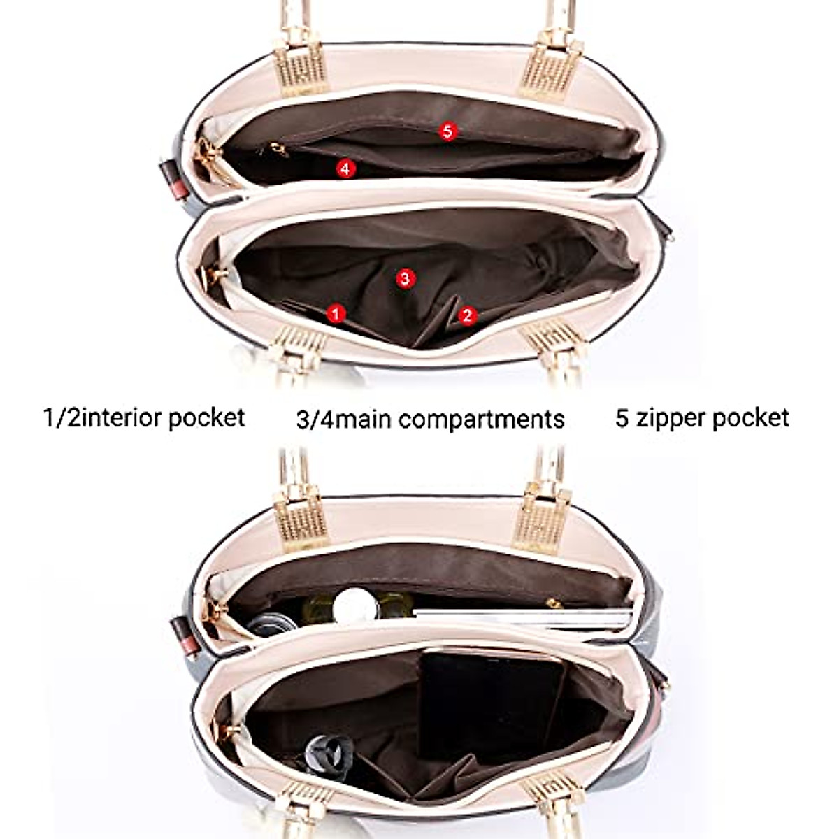 Rvenwain Handbags for Women Ladies Tote Shoulder Bags Satchel Top Handle Satchel Purse in Pretty Color Combination (White)