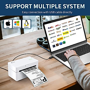 Shipping Label Printer, 180mm/s Thermal Label Printer, 4x6 USB Label Printer for Small Business Compatible with Amazon, Ebay, Shopify, Etsy, USPS, FedEx, Barcode Printer Support Windows/Mac/Linux