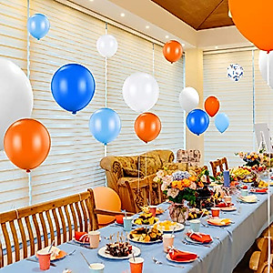 198 Pcs Orange and Blue Balloons Garland Arch Kit 18 12 10 5 Inch Orange Blue White Latex Balloon Orange Blue Confetti Balloons for Kids Target Sign War Birthday Party Decorations Supplies
