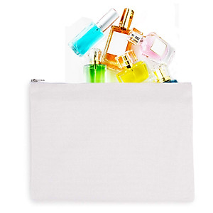 YINGKOR Cotton Canvas Zipper Cosmetic Bag Makeup Bags Tool Organizer with Cotton Lining 20x28cm, White, 7.87x11.02 inches, 20x28cm, Pack of 2