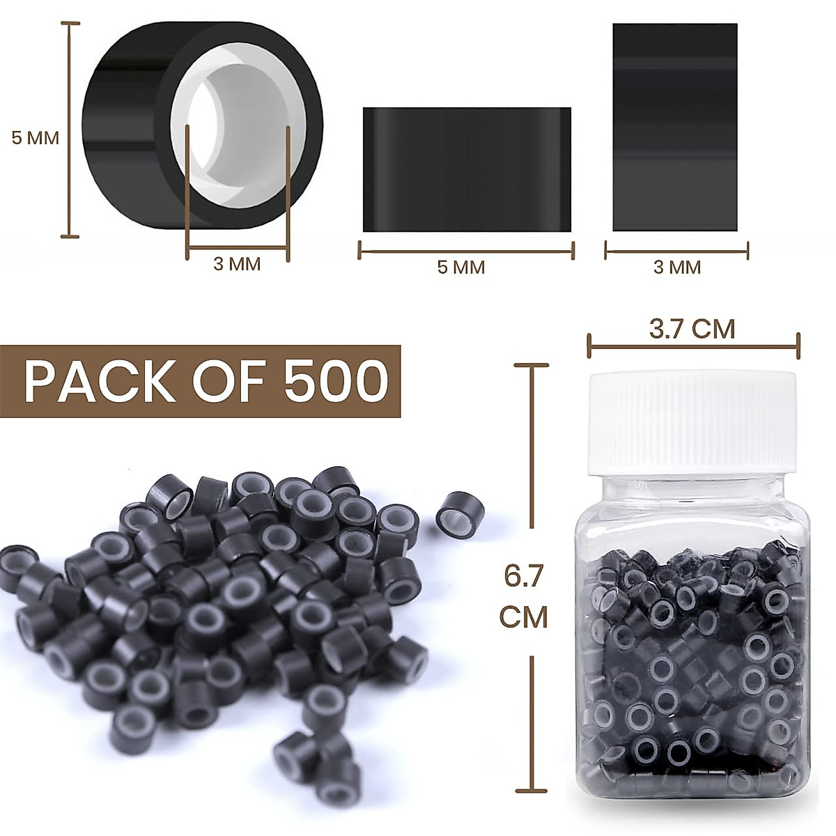 Hair Extension Beads set of 2500 pcs in 5, 5x3x3mm – Hair Tinsel 48 inches Multiple Variations 2400 and 4000 Pcs Hair Tinsel Extension Kit - 16 &12 Color Fairy Hair Tinsel Kit for Glitzy Hair