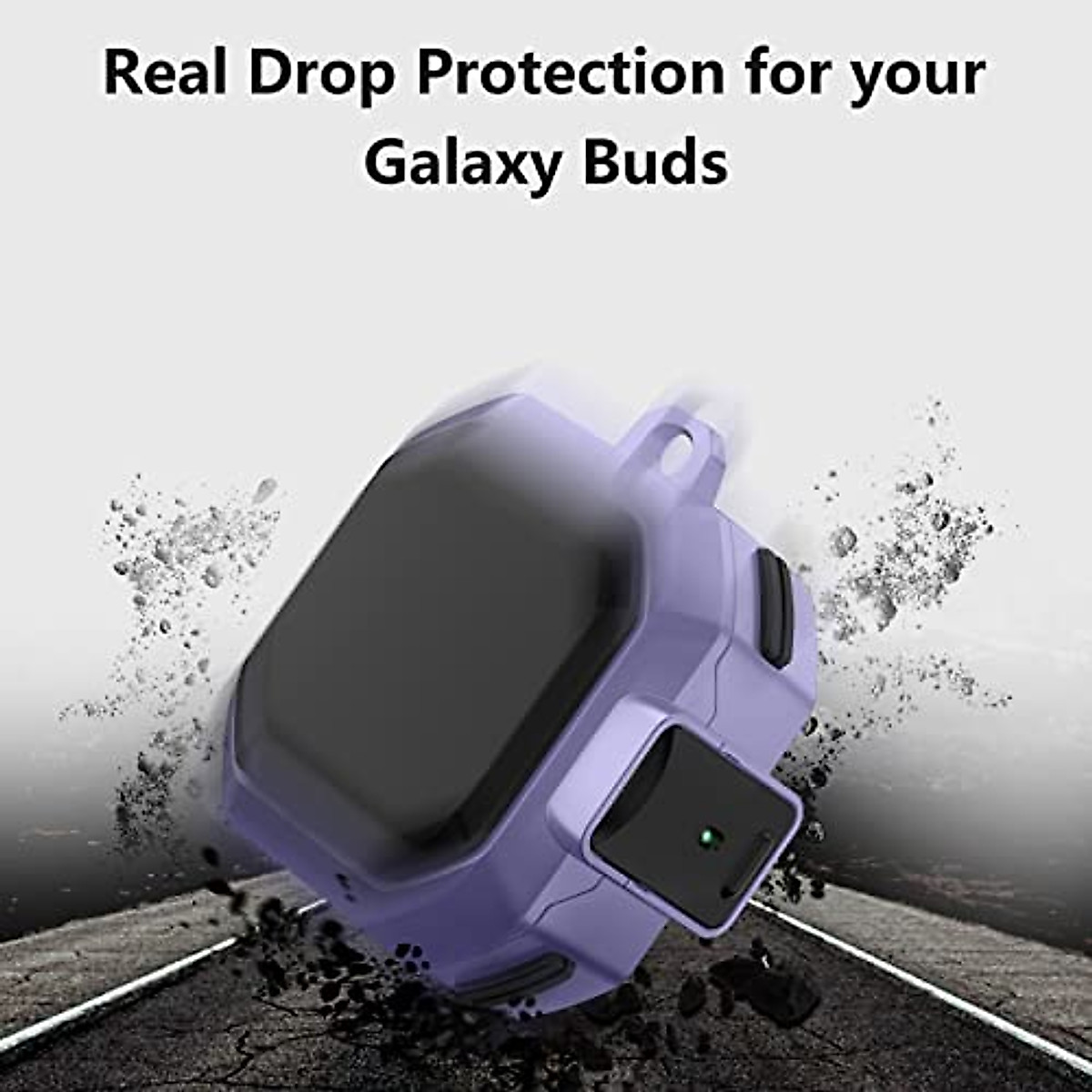 Jiunai Secure Lock Armor for Galaxy Buds 2 Pro Case 2022 / Galaxy Buds 2 Case 2021 / Galaxy Buds Pro Case 2021 / Galaxy Live Case 2020 Heavy Duty Protective Shockproof Dual Layer Case Carabiner Purple