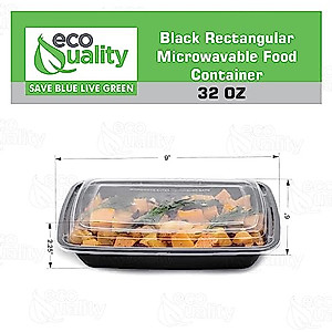 EcoQuality 32 oz Reusable Food Storage 15 Pack Containers with Lids Rectangular BPA Free Freezer, Microwave & Dishwasher Safe – Airtight & Watertight Stackable, Lunch Meal Prep, To-Go, Bento Box