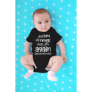 CBTwear And They Will Never Sleep Again Muahaha - Baby Clothes - Funny Newborn Bodysuit Outfits for Boys and Girls (6 Months, Black)