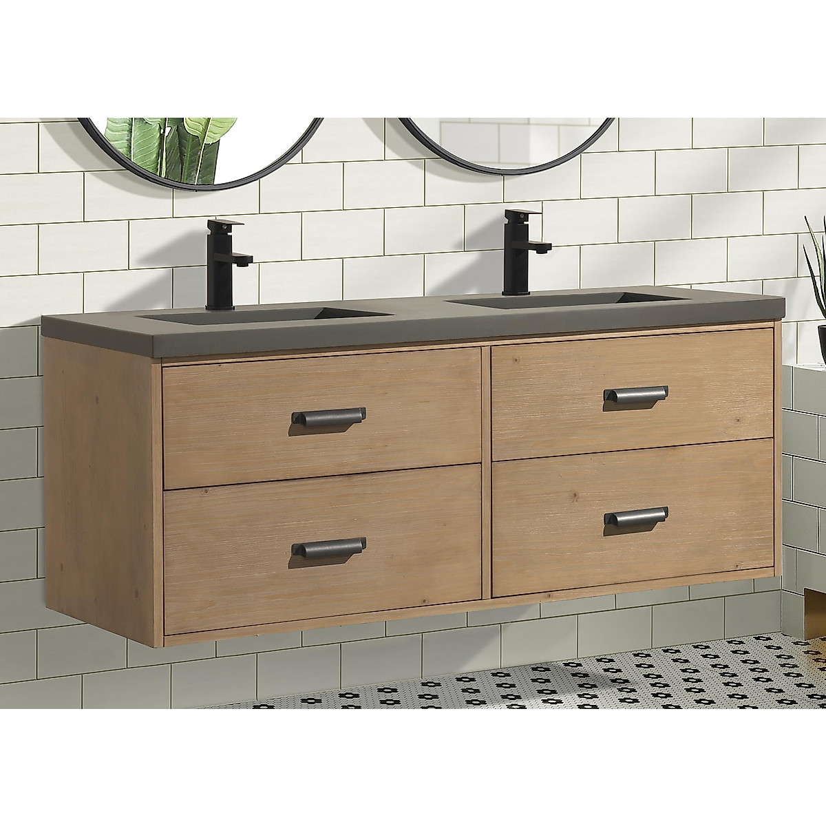 Ari Kitchen & Bath Kane 55" Bathroom Vanity Weathered Fir